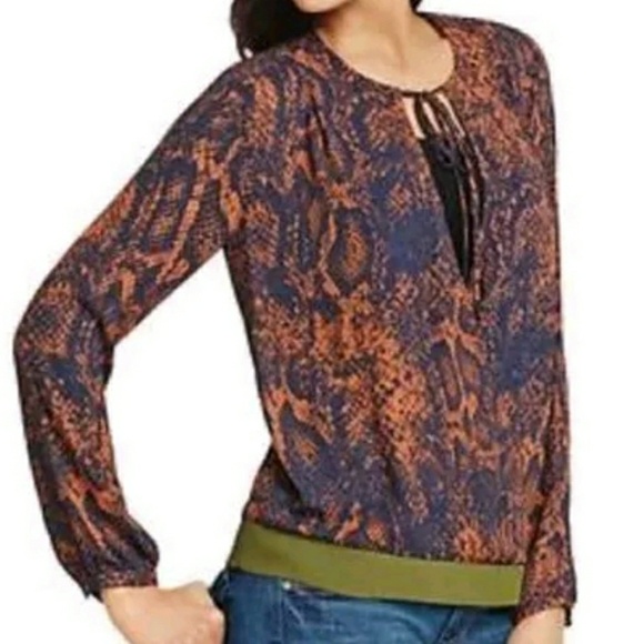 CAbi | Tops | Cabi Border Wrap Snake Skin Blouse | Poshmark
